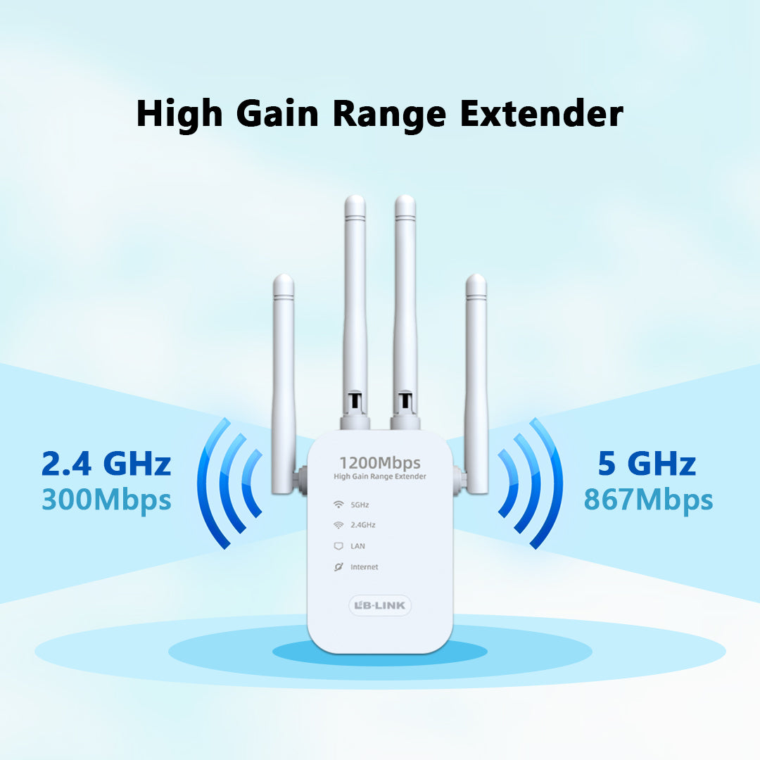 1200Mbps WiFi Range Extender | Dual Band WiFi Extender | Match LB-Link ...